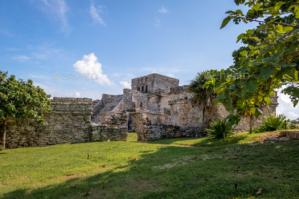 El Castillo (The Castle) - Mayan Ruins of Tulum, Mexico Stock Photo by ...