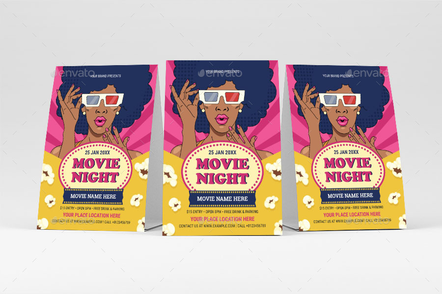Pop Art Movie Night Flyer Template, Print Templates | GraphicRiver