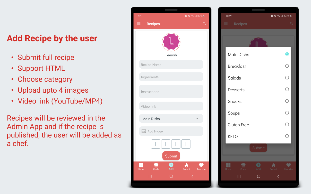 Recipes - Cookbook App for Android with Admin Panel by LeenahAlbanna