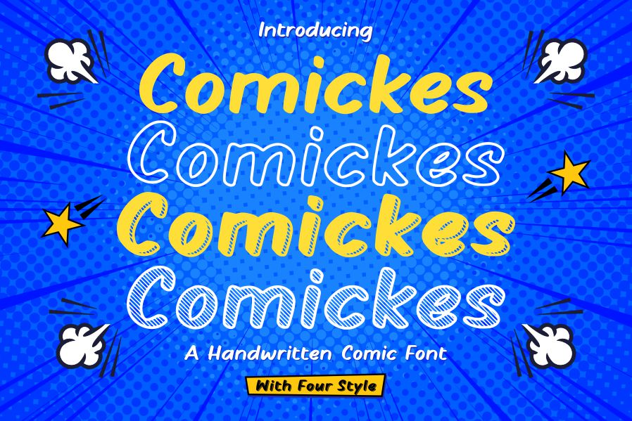 Comickes A Handwritten Comic Font with 4 Styles, Fonts | GraphicRiver