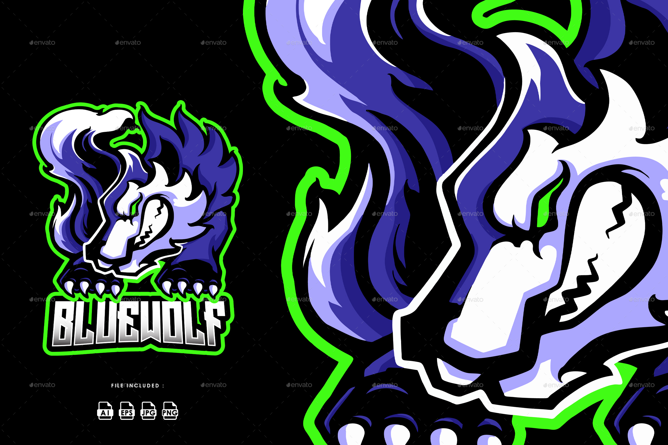 Blue Wolf Esports Logo, Logo Templates | GraphicRiver