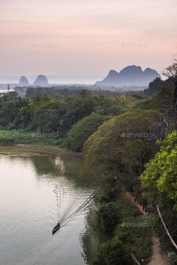 View from Bat Cave at sunset, Hpa An, Kayin State (Karen State ...