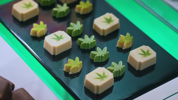 Cute Green and White Weed Sweets in the Shape of Marijuana Leaves ...