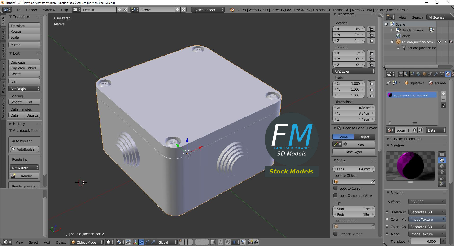 Square junction box 2 by FrancescoMilanese85 | 3DOcean