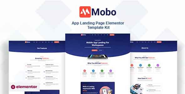 Mobo - App Landing Page Elementor Pro Template Kit by HtmlDesignTemplates