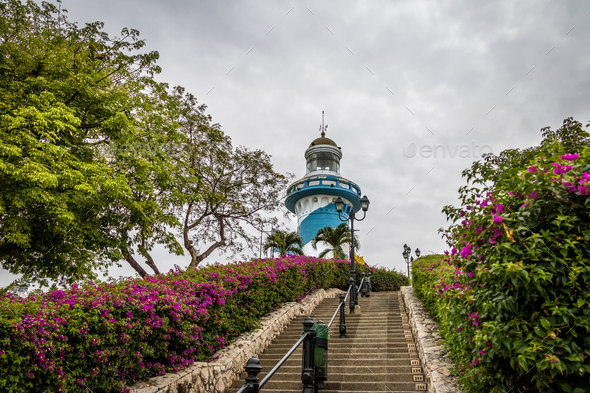 Lighthouse on top of the 444 stairs of Santa Ana Hill staircase ...