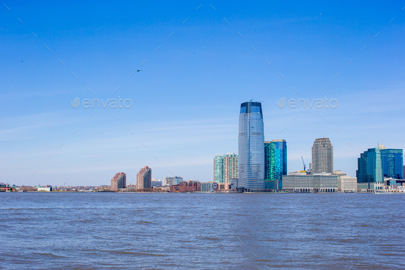View of the statue of liberty from Battery Park Stock Photo by ...