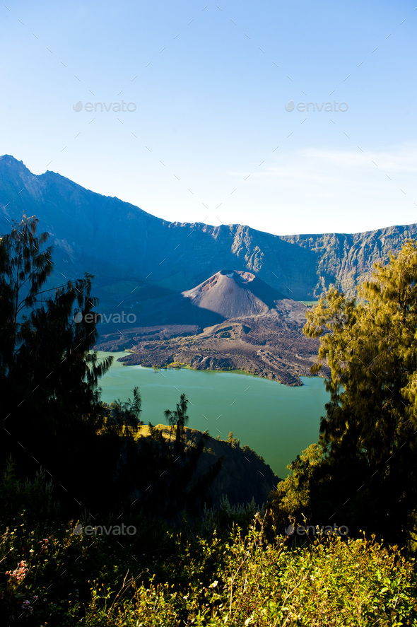 Mount Rinjani Volcano and Crater on Lombok, the Second Highest Volcano ...