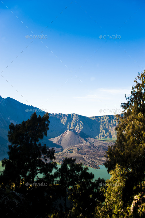 Mount Rinjani Volcano and Crater on Lombok, the Second Highest Volcano ...