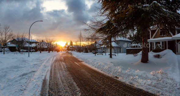 Residential Neighborhood in the Suburbs during a Dramatic Colorful ...