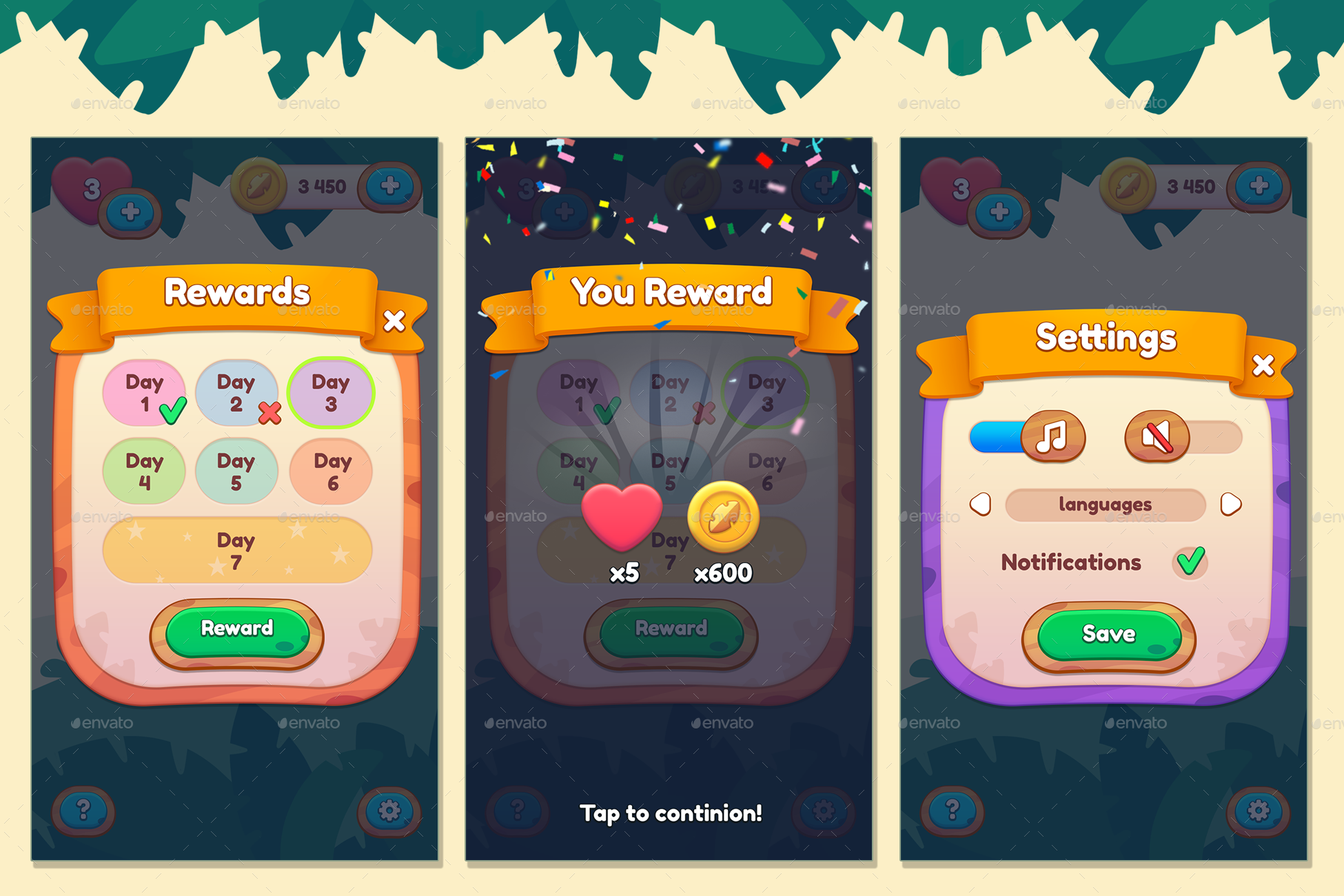 Game UI Pack Tropical, Game Assets | GraphicRiver