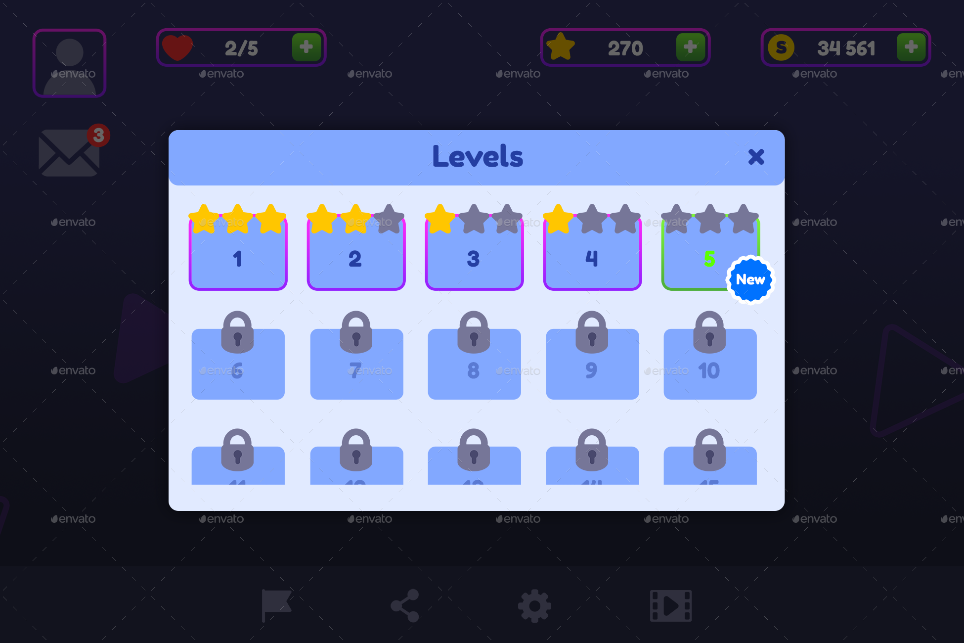 Flat Game GUI Pack, Game Assets | GraphicRiver