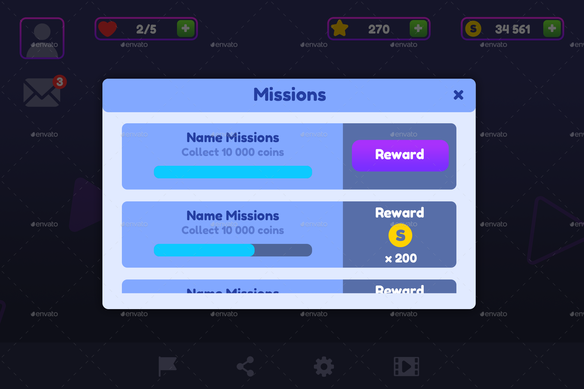 Flat Game GUI Pack, Game Assets | GraphicRiver