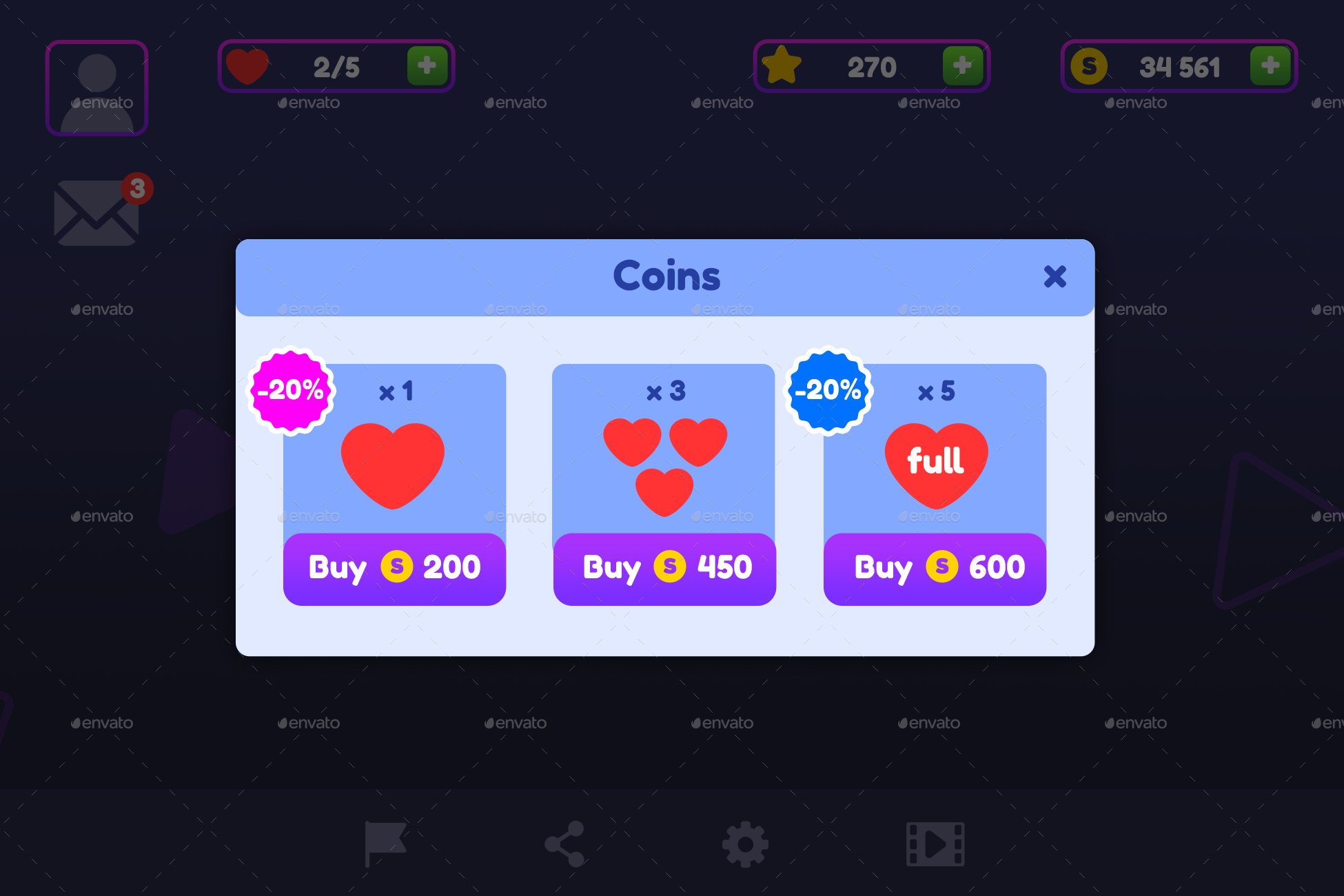 Flat Game GUI Pack, Game Assets | GraphicRiver