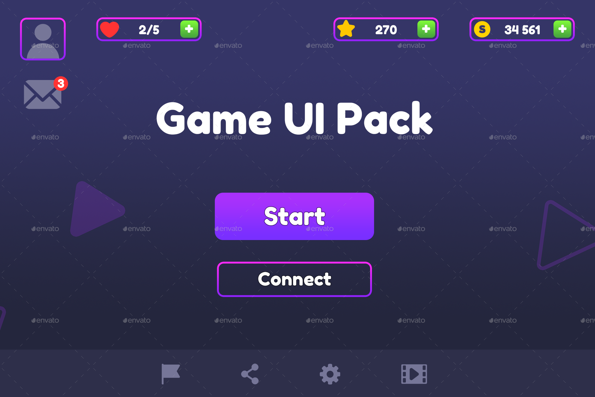 Flat Game GUI Pack, Game Assets | GraphicRiver