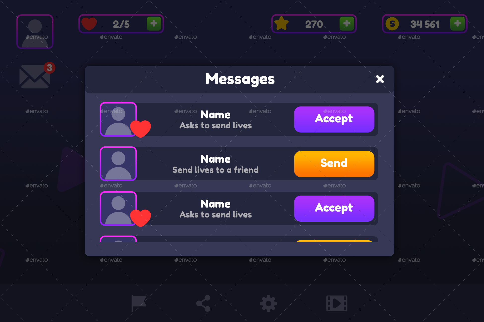 Flat Game GUI Pack, Game Assets | GraphicRiver