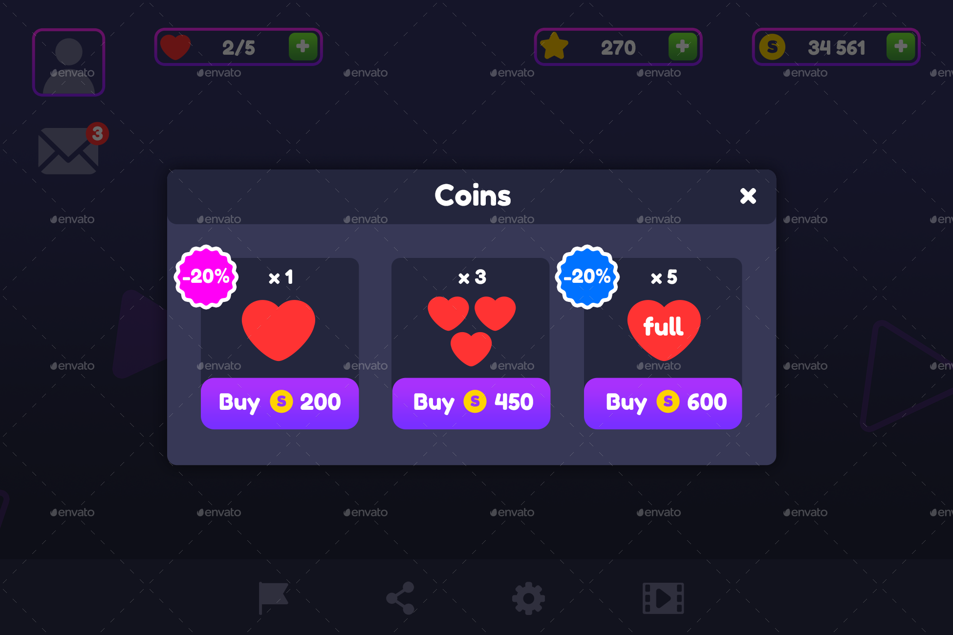 Flat Game GUI Pack, Game Assets | GraphicRiver