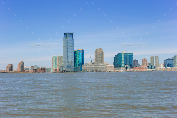 View of the statue of liberty from Battery Park Stock Photo by ...