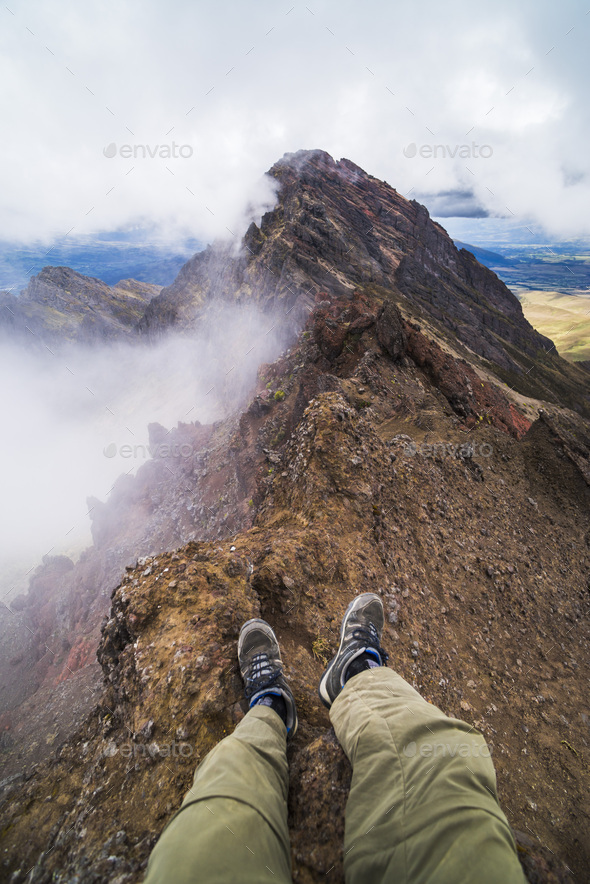 Climber on Ruminahui Volcano summit, Cotopaxi National Park, Avenue of ...