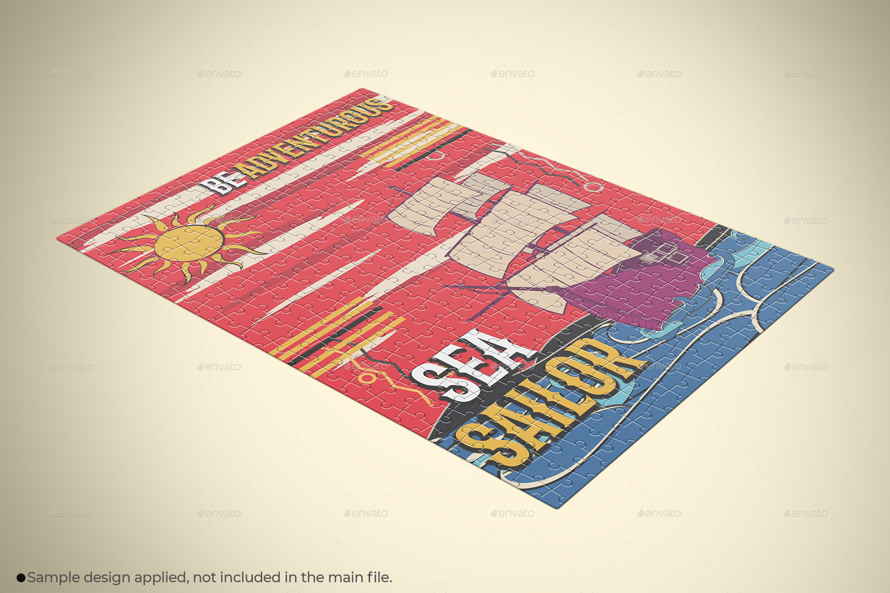 Jigsaw Puzzle Board With Rectangular Tin Box Mockup., Graphics ...