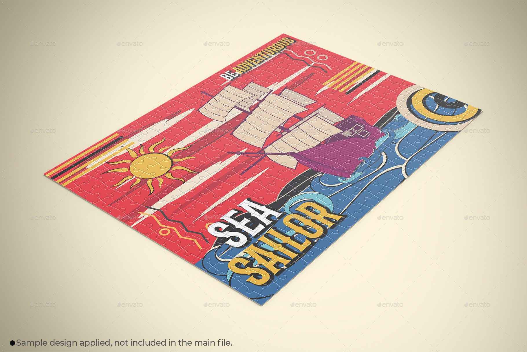 Jigsaw Puzzle Board With Rectangular Tin Box Mockup., Graphics ...