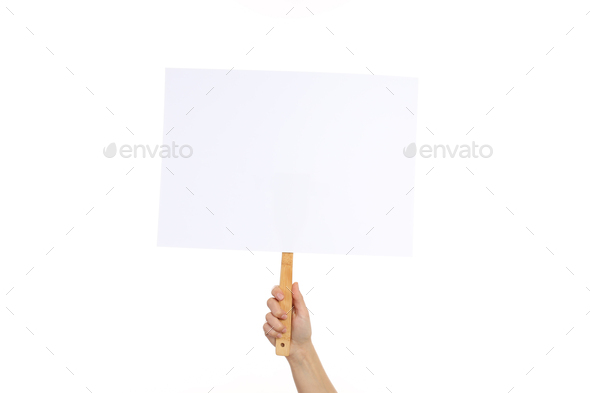Hand holds protest sign, isolated on white background Stock Photo by ...