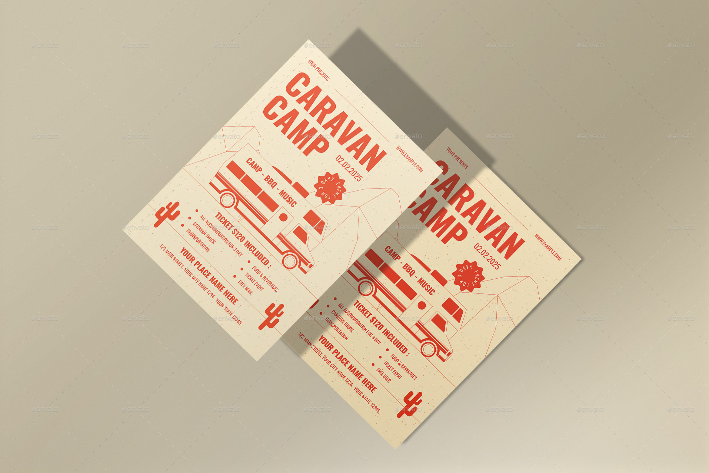 Caravan Camp Flyer, Print Templates | GraphicRiver