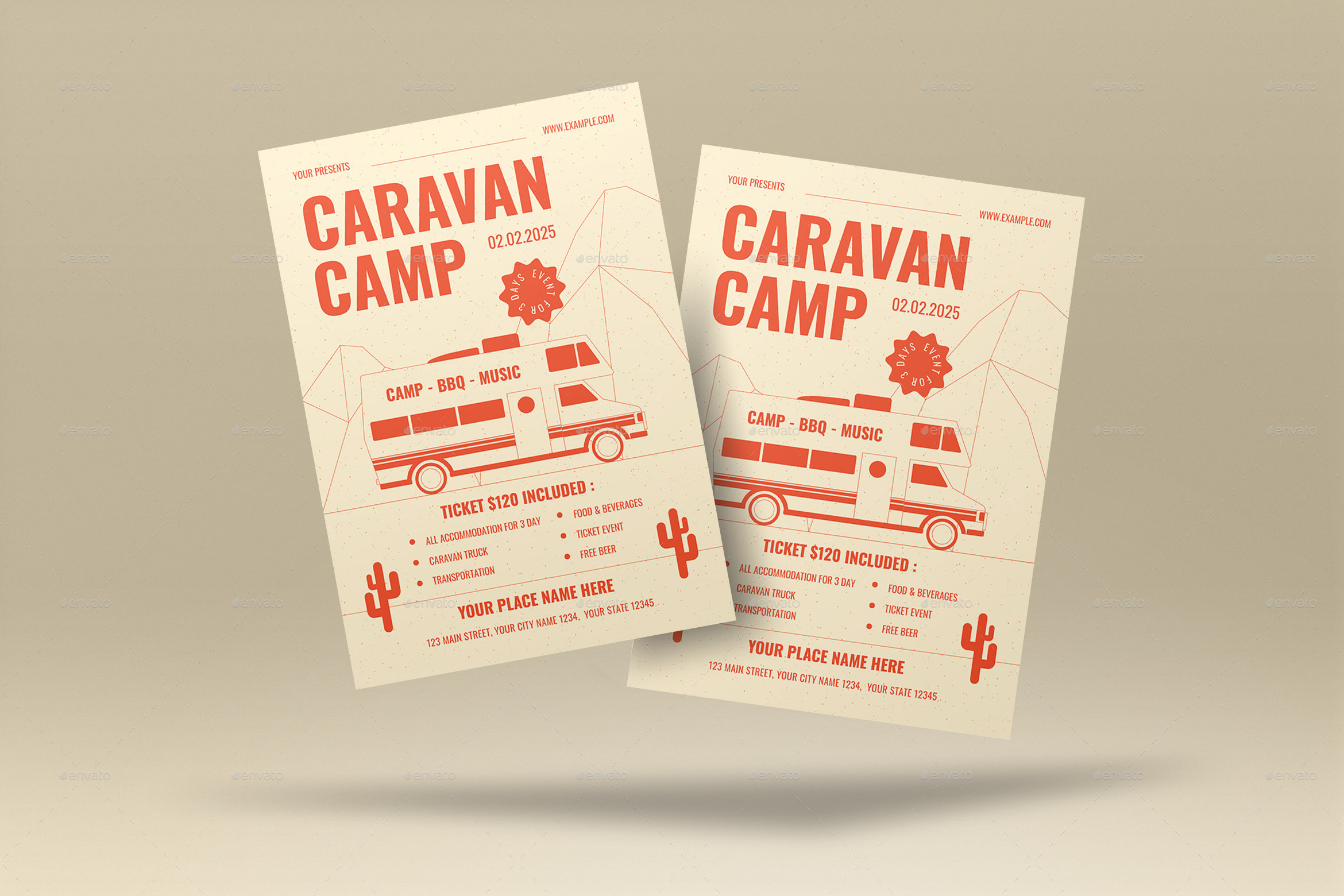 Caravan Camp Flyer, Print Templates | GraphicRiver