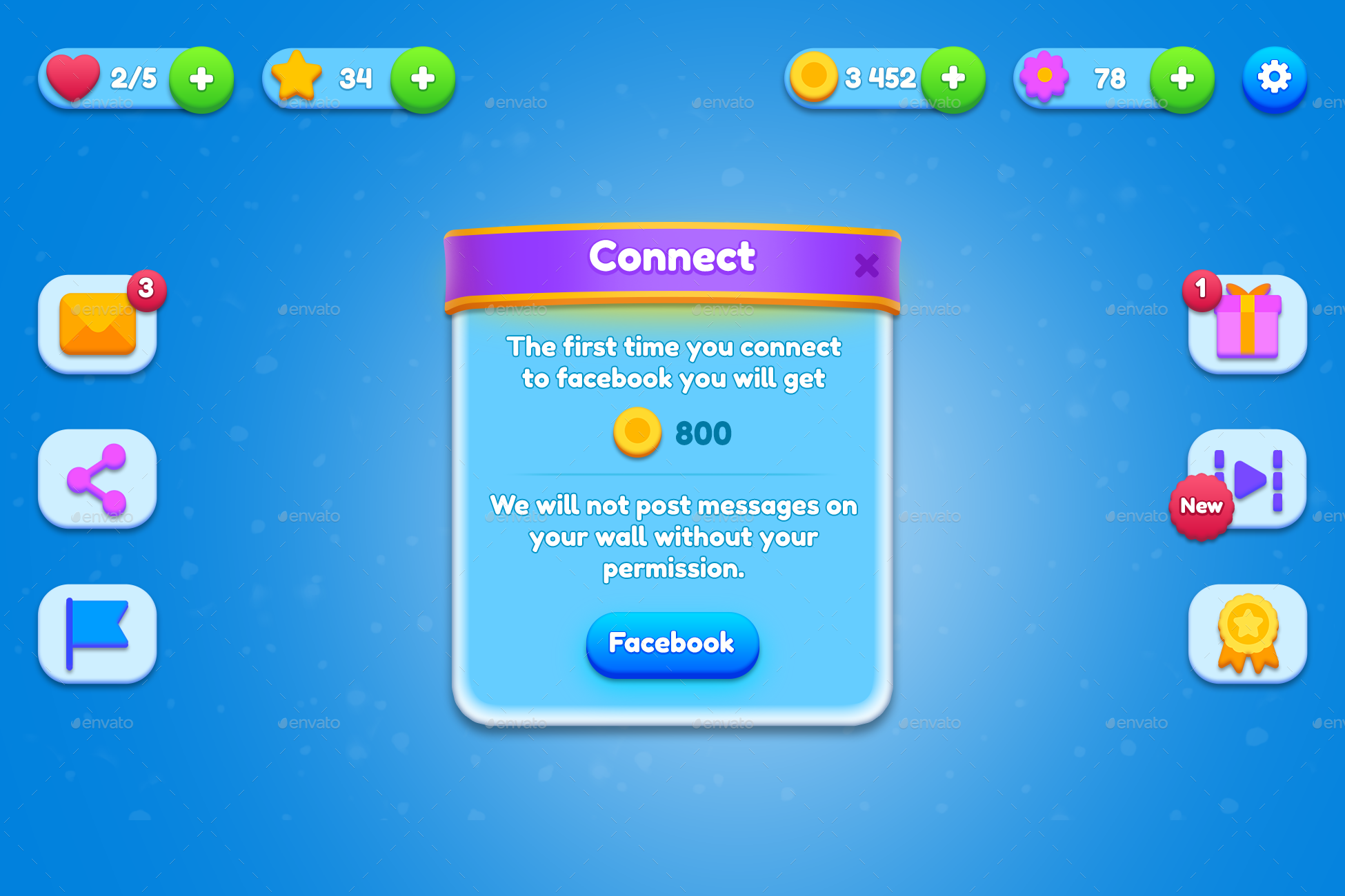 Game UI pack Blue, Game Assets | GraphicRiver