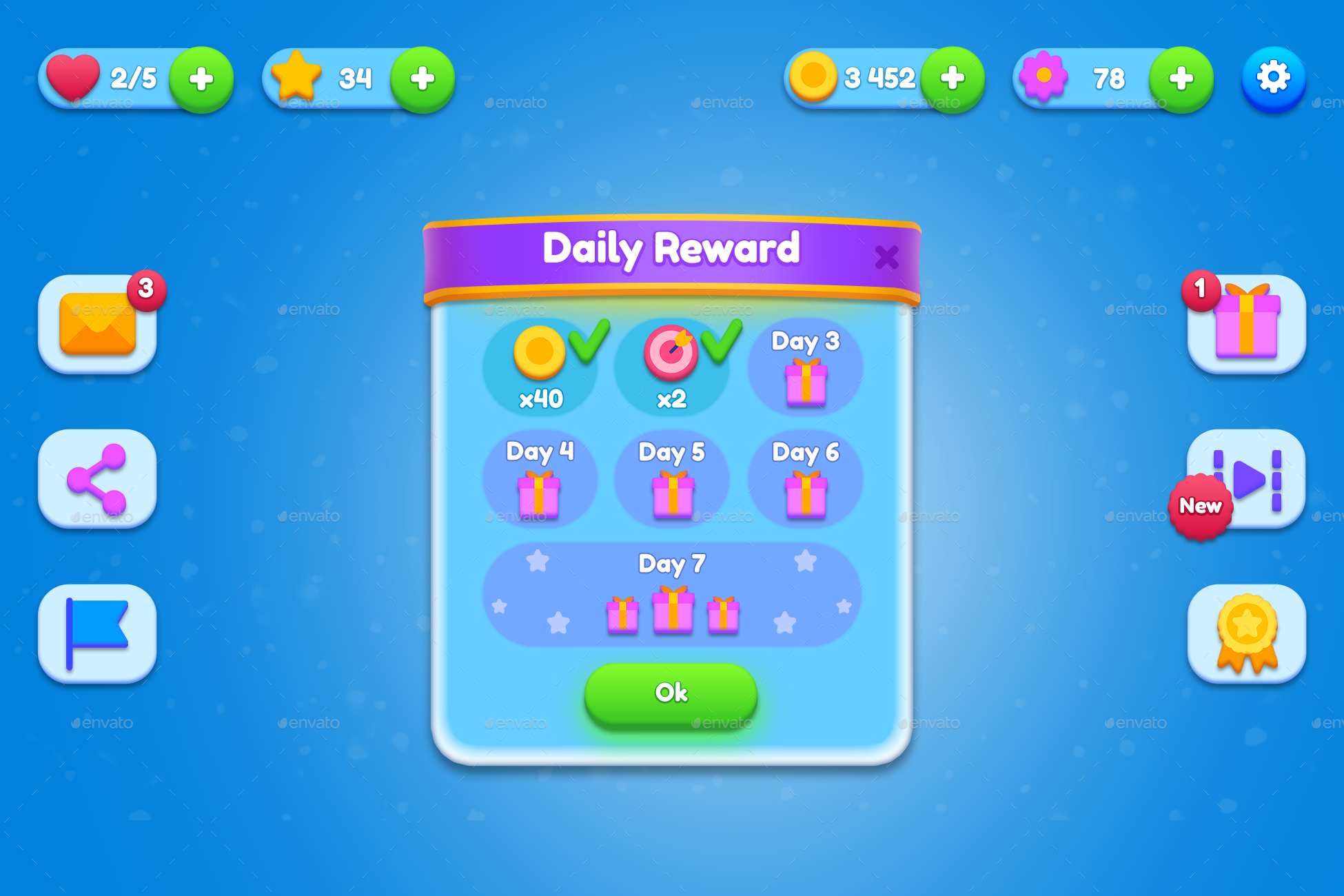 Game UI pack Blue, Game Assets | GraphicRiver