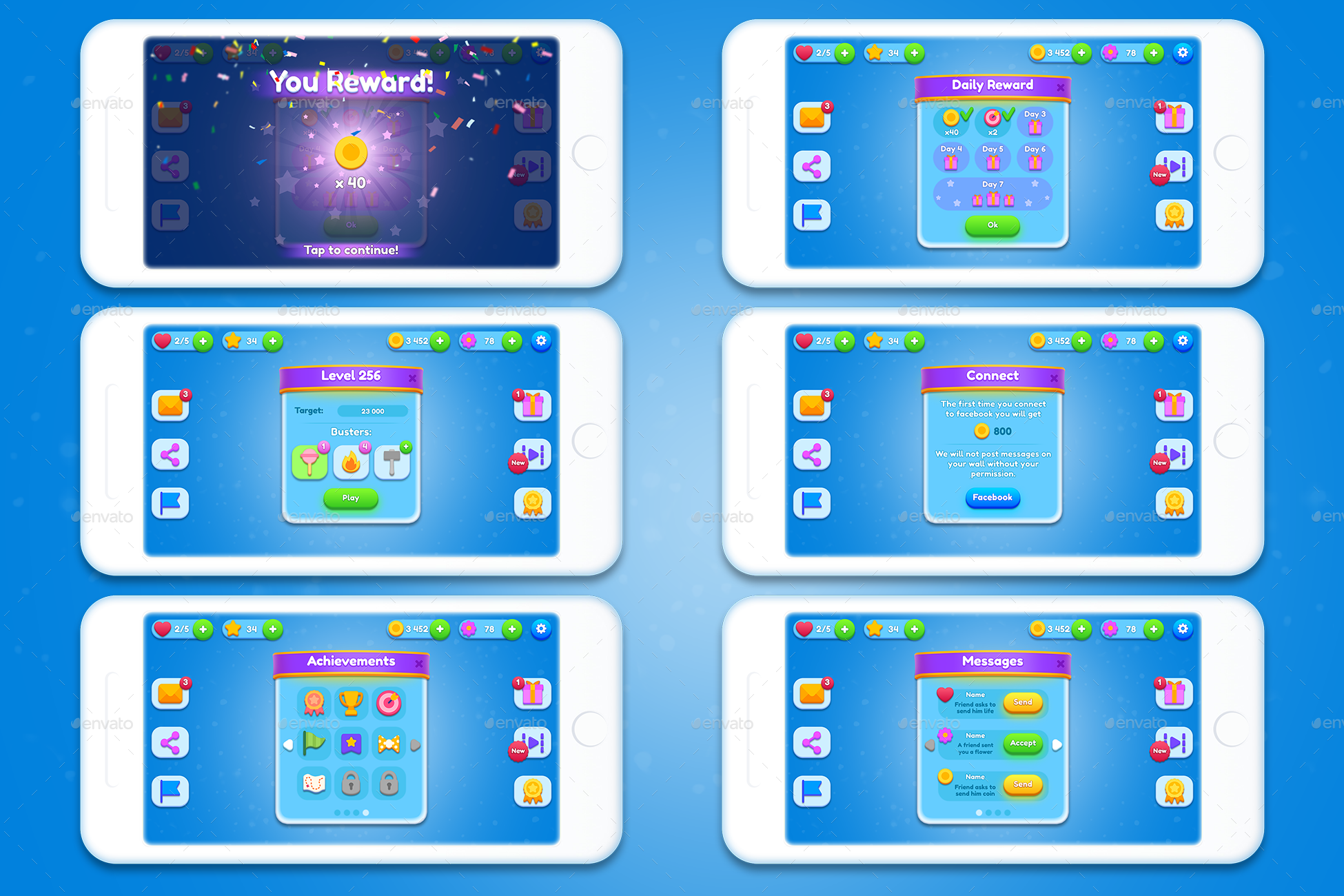 Game UI pack Blue, Game Assets | GraphicRiver