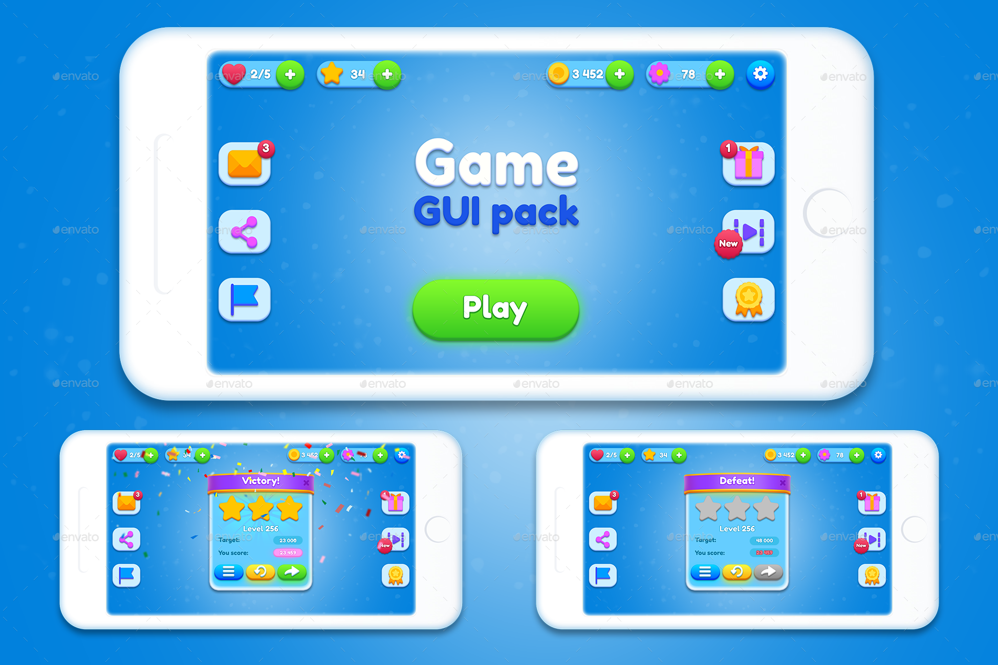 Game UI pack Blue, Game Assets | GraphicRiver