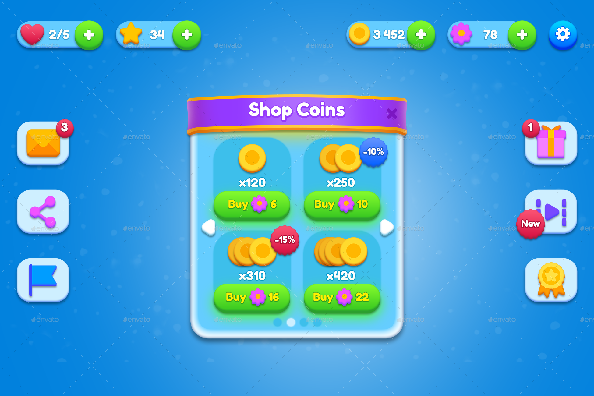 Game UI pack Blue, Game Assets | GraphicRiver