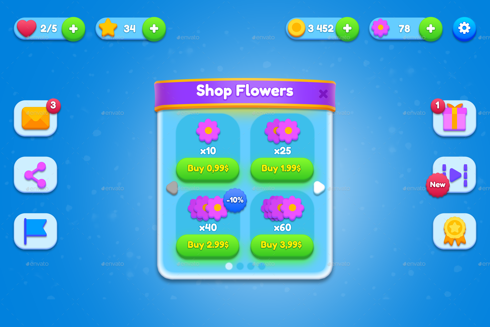 Game UI pack Blue, Game Assets | GraphicRiver