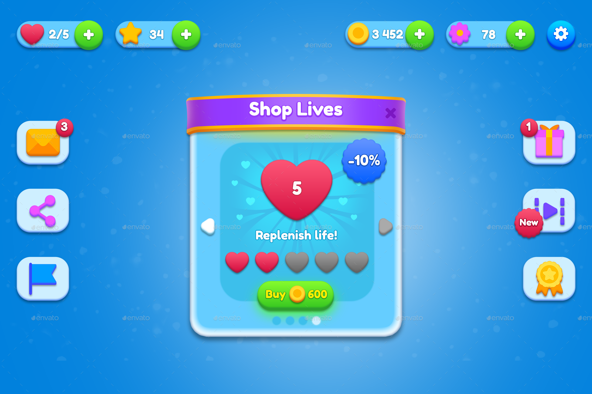 Game UI pack Blue, Game Assets | GraphicRiver