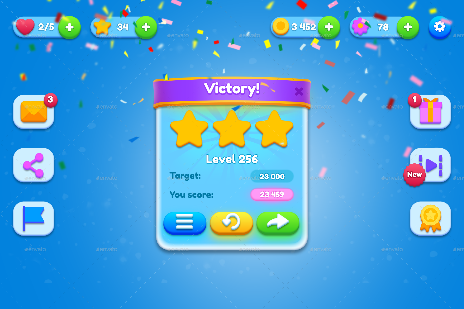 Game UI pack Blue, Game Assets | GraphicRiver