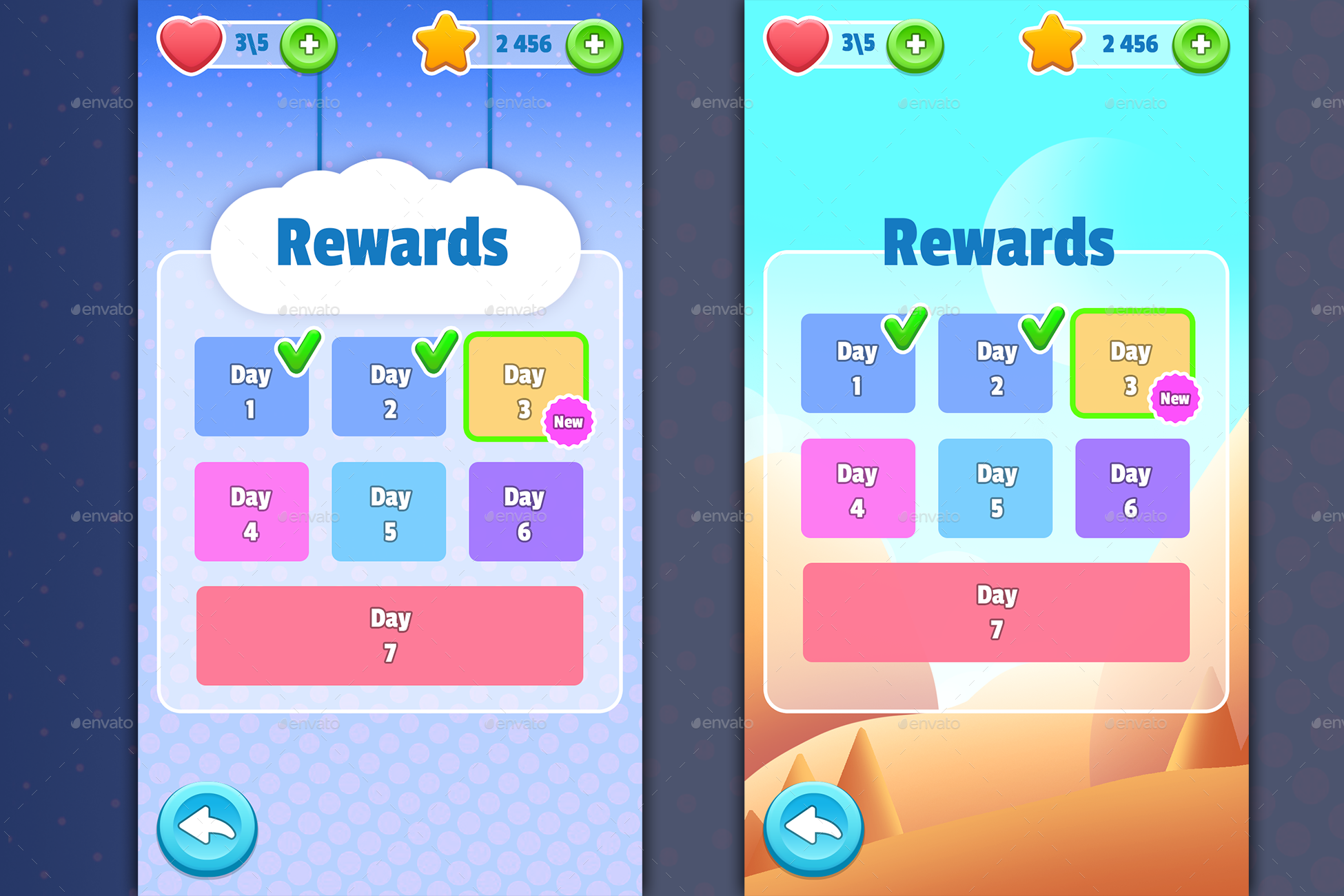 Game UI Pack Sky, Game Assets | GraphicRiver