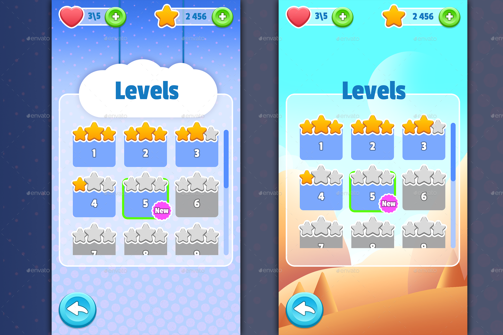 Game UI Pack Sky, Game Assets | GraphicRiver