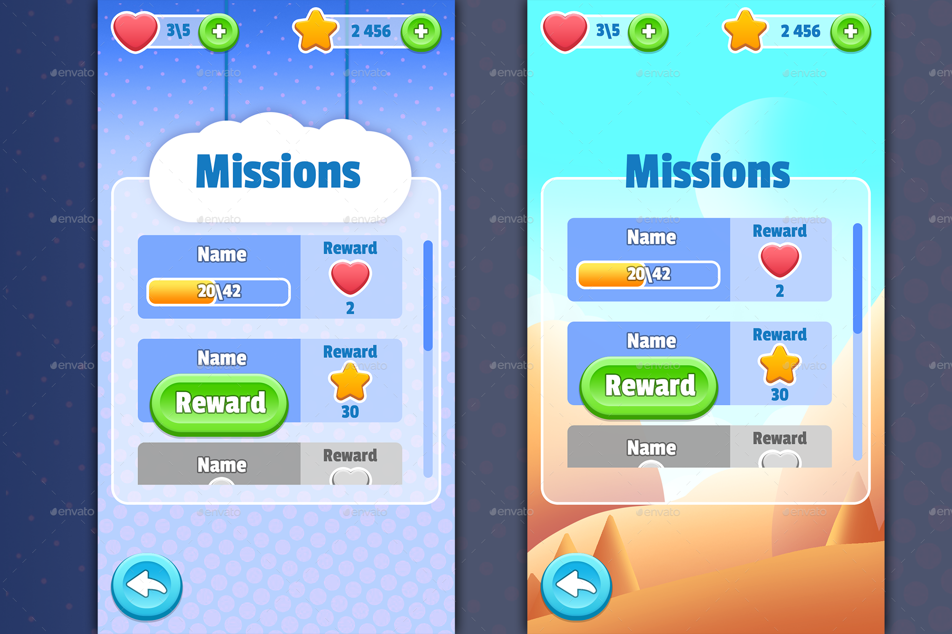 Game UI Pack Sky, Game Assets | GraphicRiver