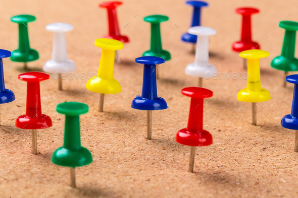 Pin board texture for background and colorful pins Stock Photo by ...