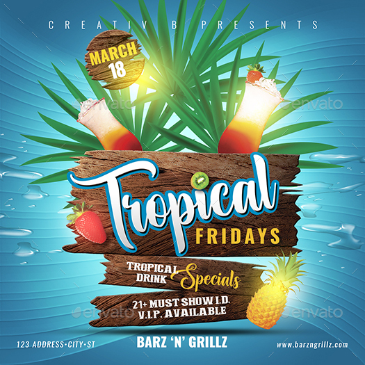Tropical Party Flyer Templates, Print Templates | GraphicRiver