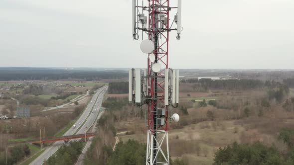 Gsm Mobile Cellular Tower Transmitting Radio Frequencies, Stock Footage