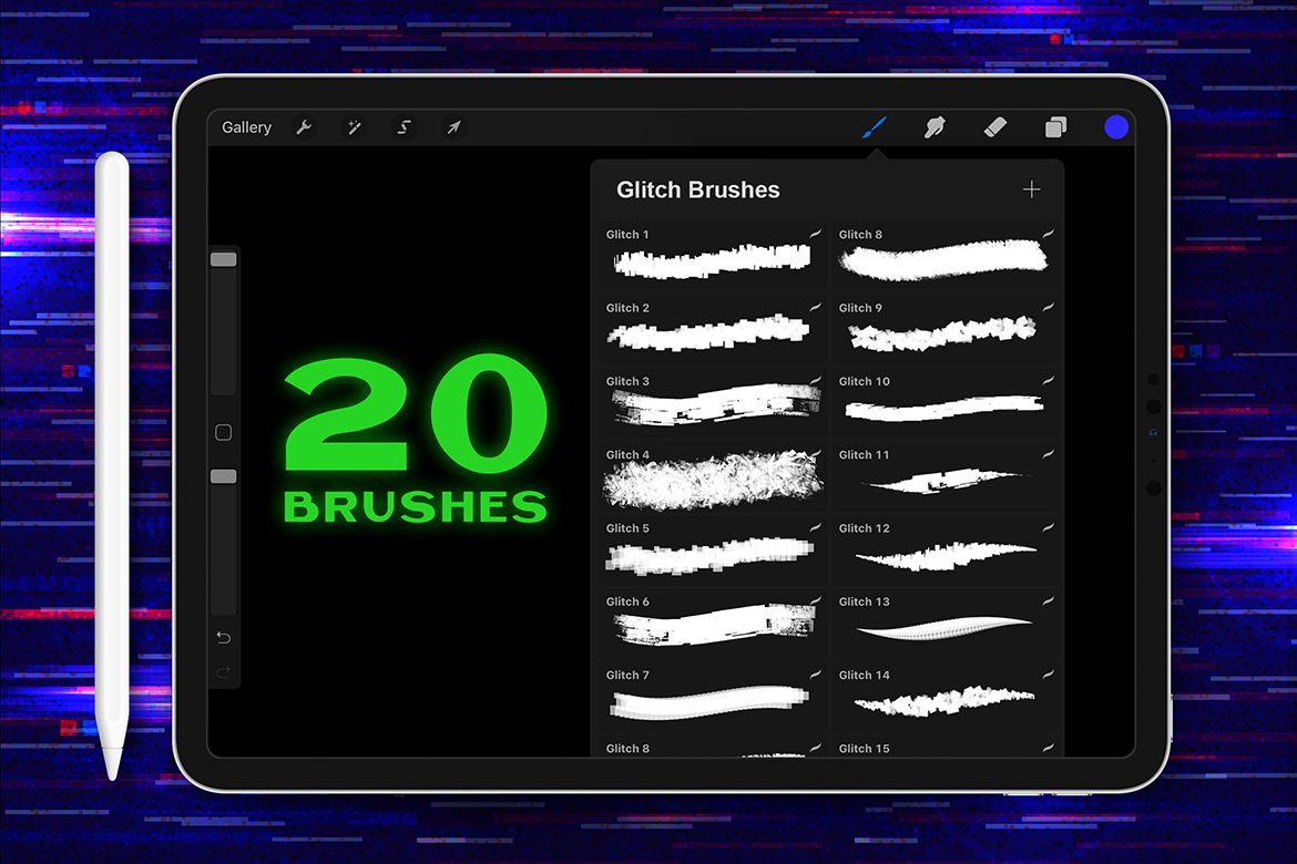 Procreate Lettering Glitch Brushes, Add-ons | GraphicRiver