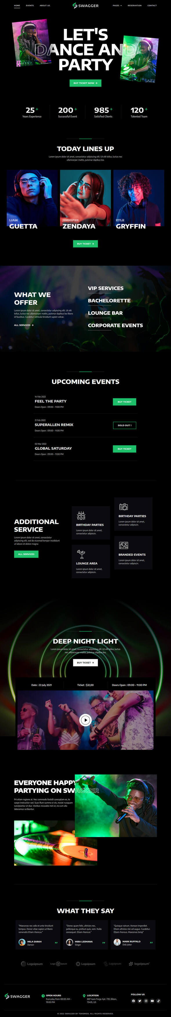 Swagger | Night Club & DJ Elementor Template Kit by tokomoo | ThemeForest