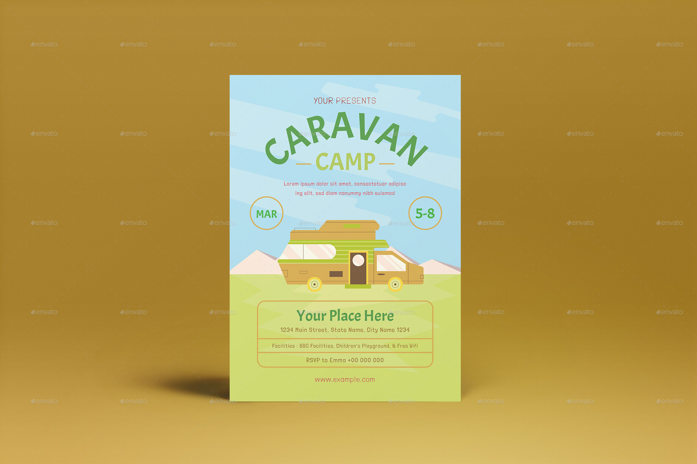 Caravan Camp Flyer, Print Templates | GraphicRiver