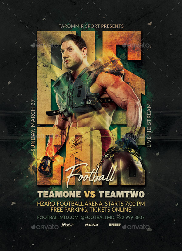 Big Game Football Flyer, Print Templates | GraphicRiver