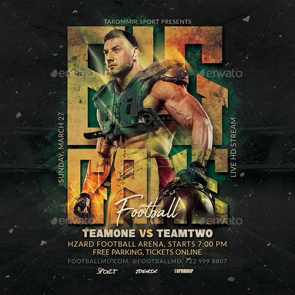 Big Game Football Flyer, Print Templates | GraphicRiver