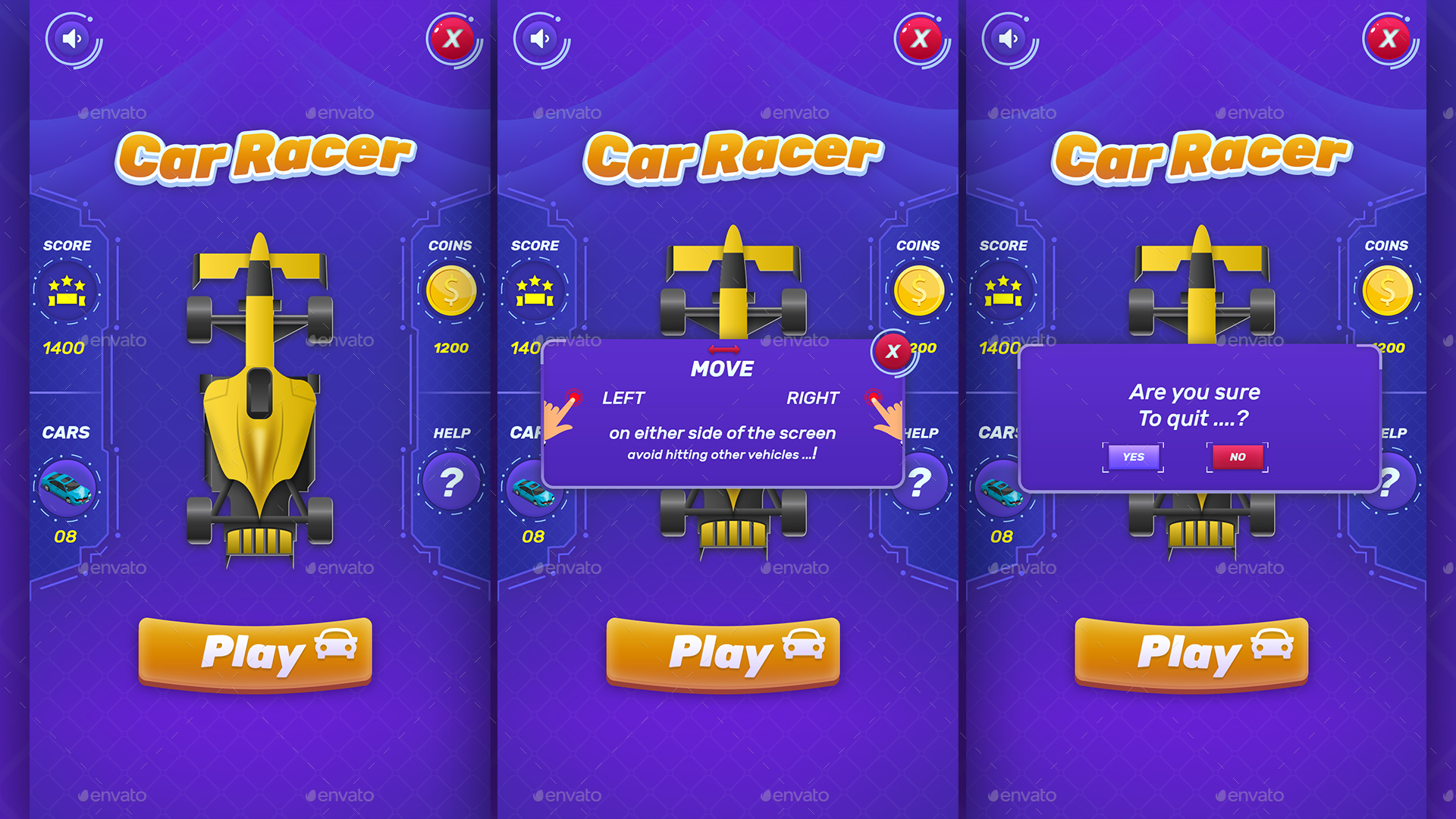 2D-CAR RACING-GAME UI PACK, Game Assets | GraphicRiver