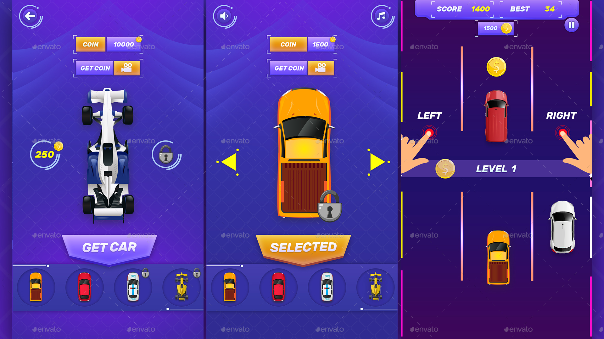 2D-CAR RACING-GAME UI PACK, Game Assets | GraphicRiver