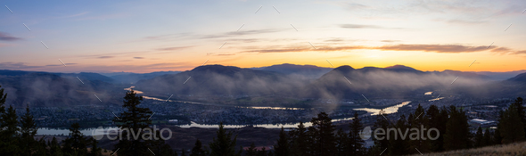 Canadian City, Kamloops, colorful summer sunrise, Nature Landscape ...